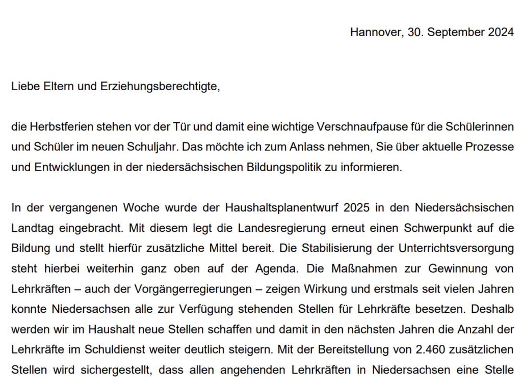 Brief der Kultusministerin zu den Herbstferien – Integrierte ...